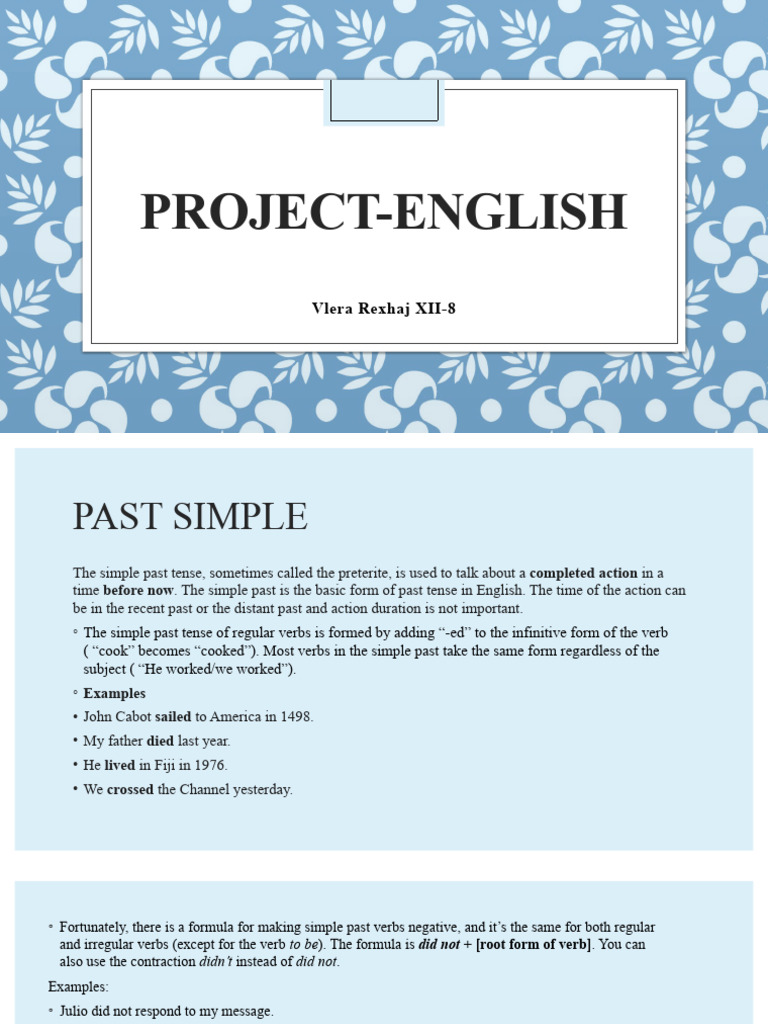 Project English | PDF | Grammatical Tense | Verb