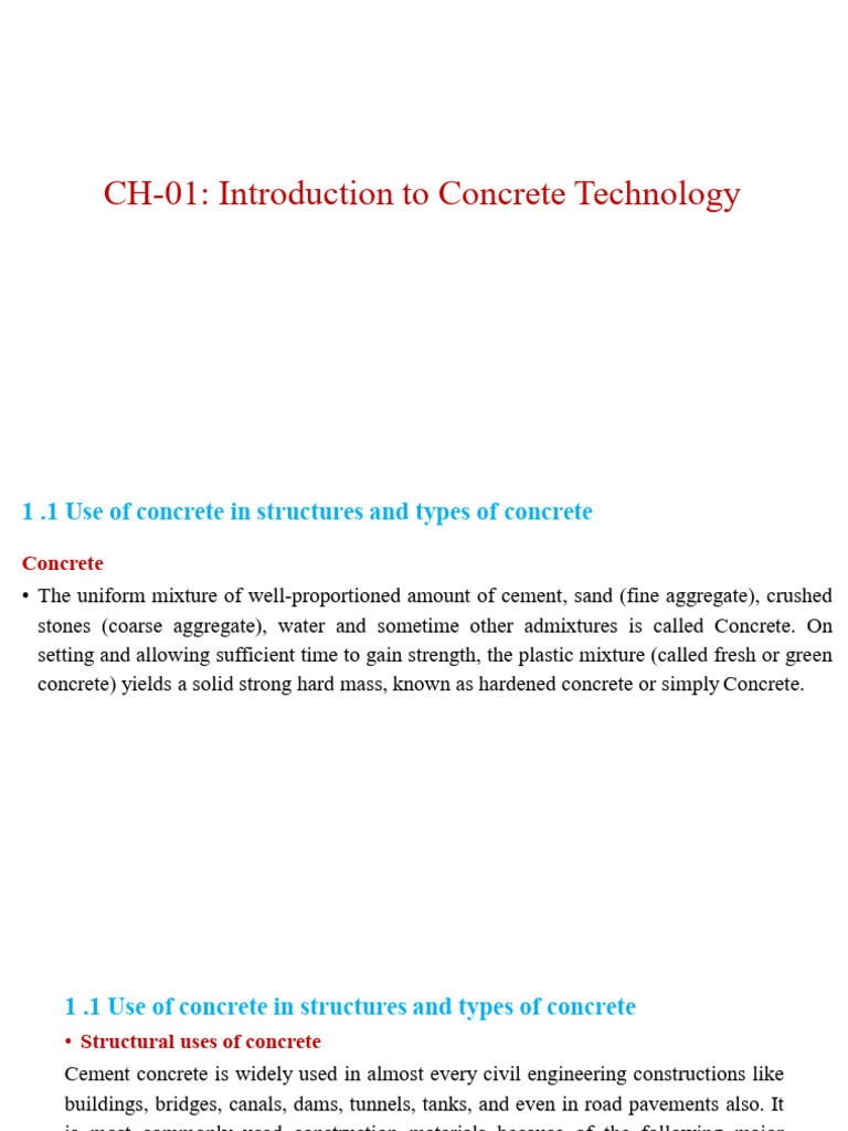 Chapter 1 Concrete Pdf Concrete Cement