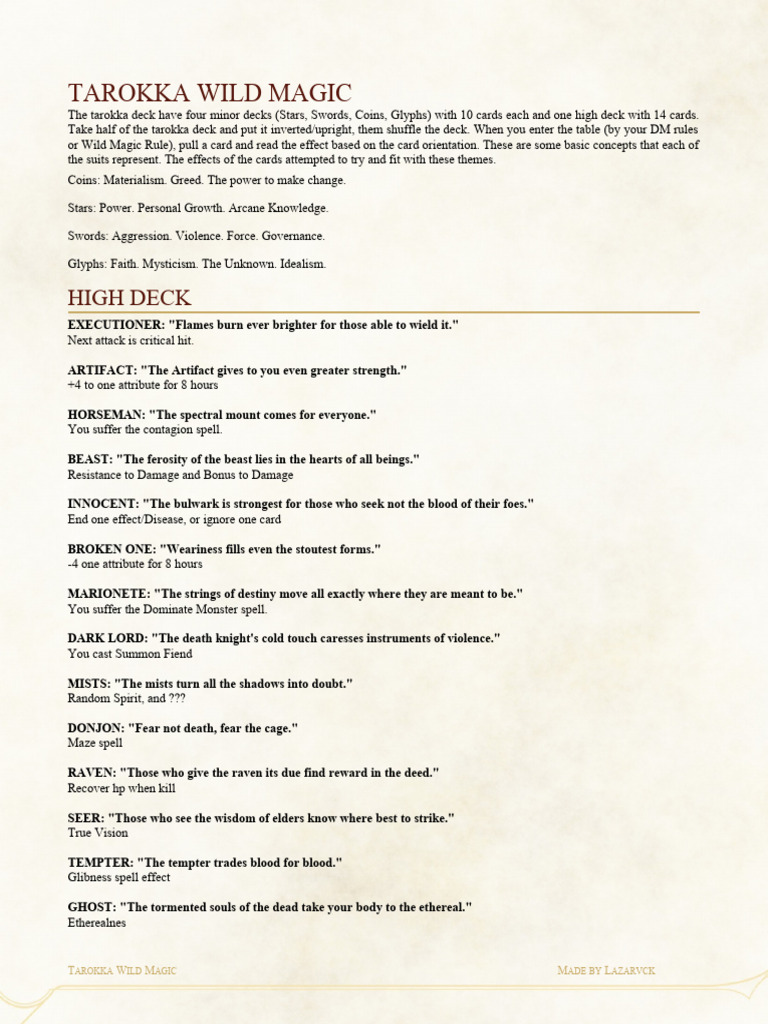 Homebrew - Tarokka Wild Magic | PDF | Law