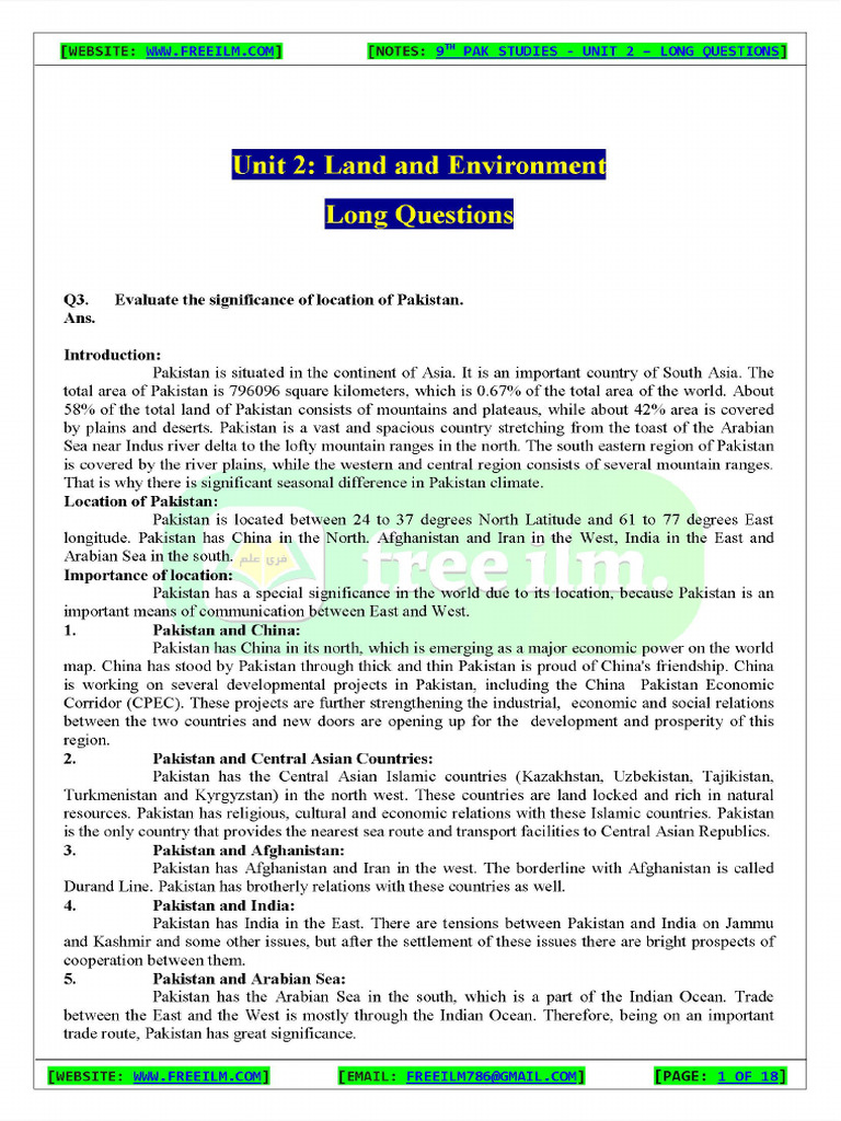 9 Pak Study CH 3 Long Only | PDF