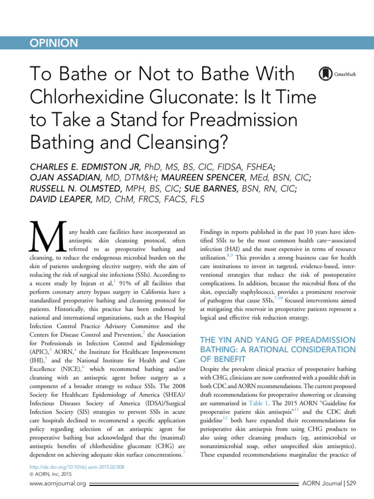 1A To Bathe or Not To Bathe With CHG Is It Time To Stand For ...