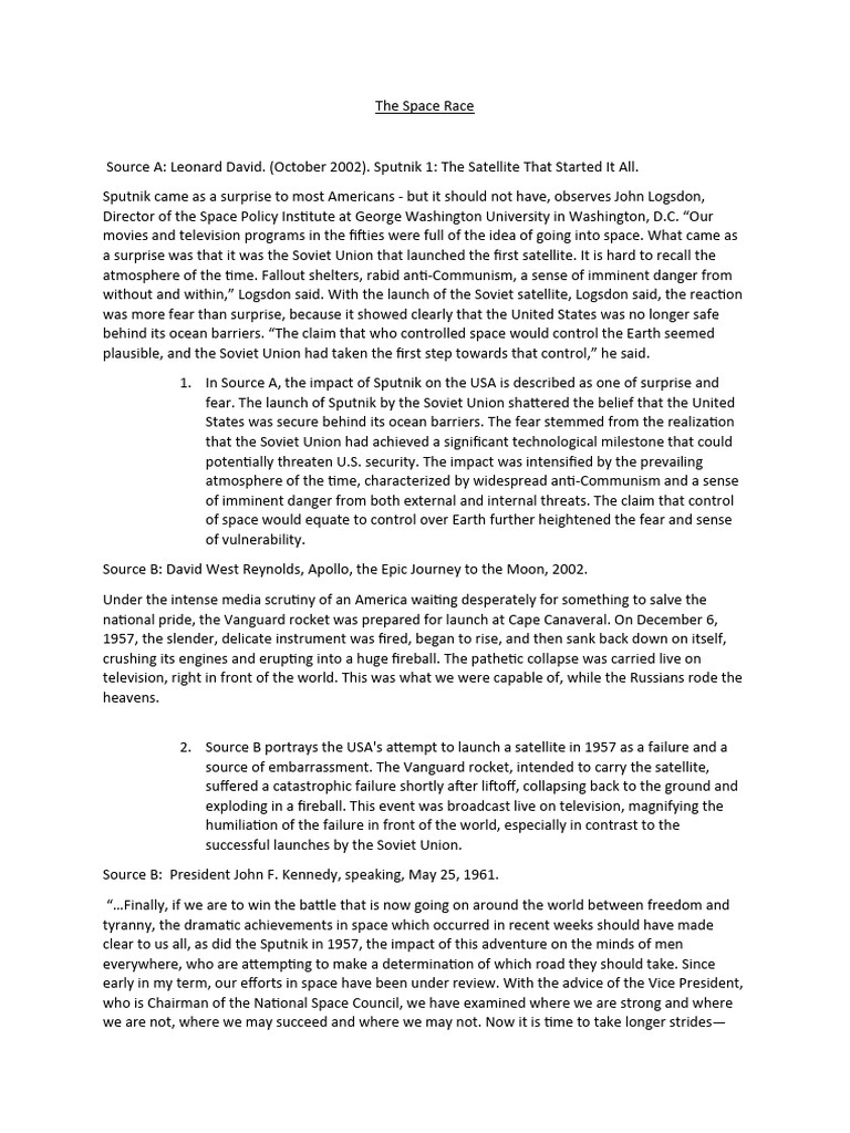 The Space Race | PDF | Sputnik 1 | Space Race