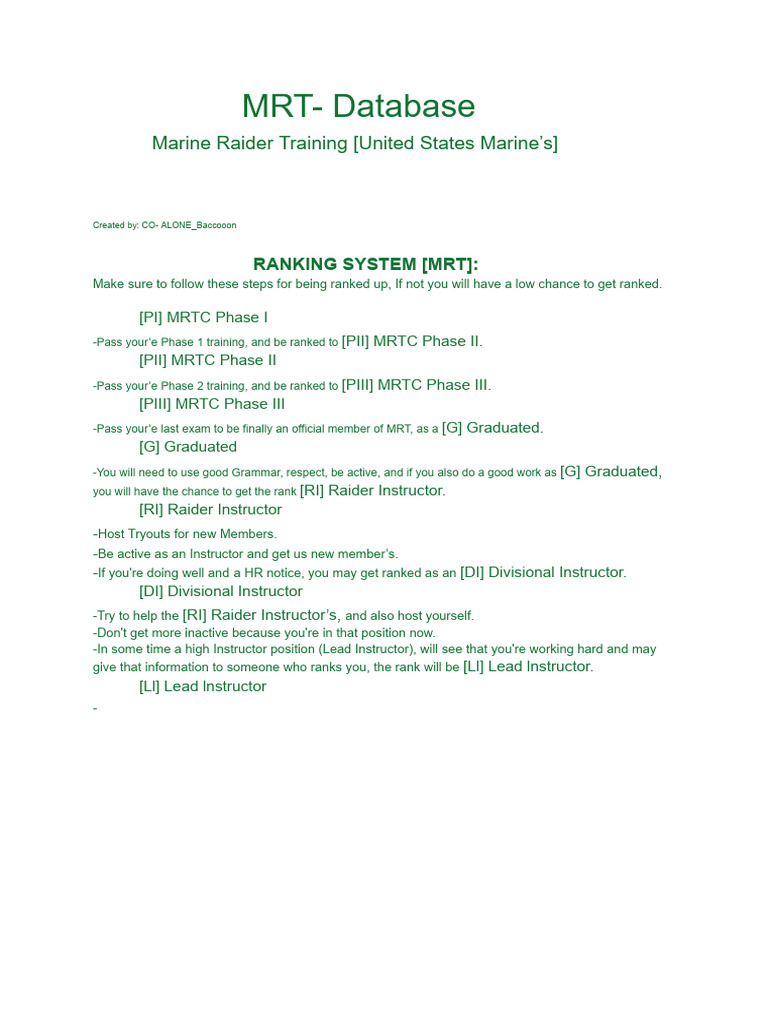 MRT - Database | PDF | Career & Growth | Business