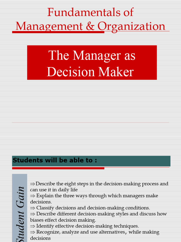 Mastering Decision-Making in Management | PDF | Decision Making ...