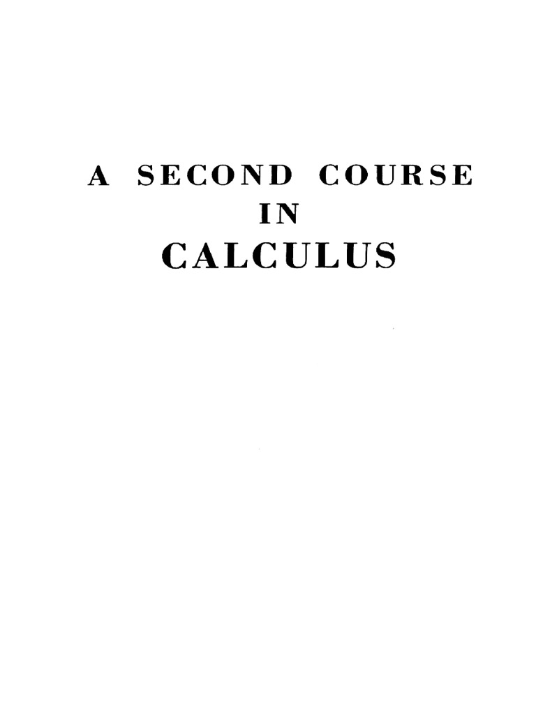 A Second Course in Calulus | PDF