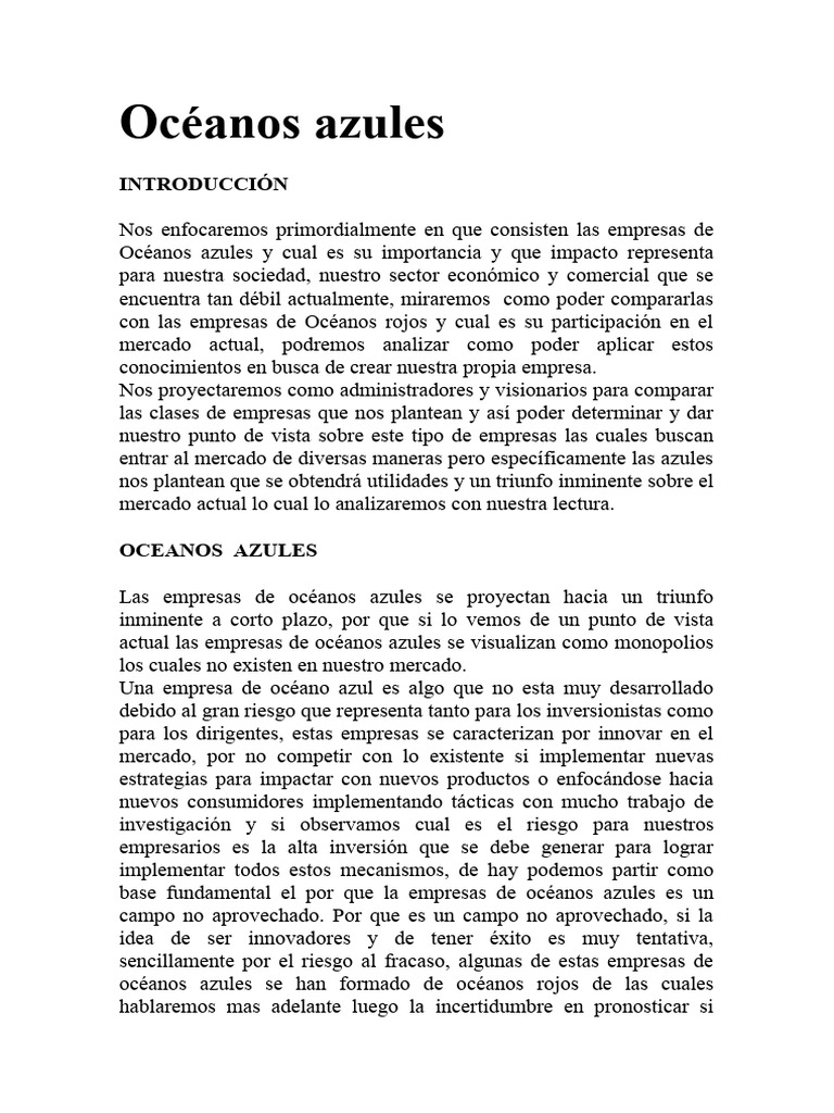 Oceanos Azules | PDF | Business | Mercado (economía)
