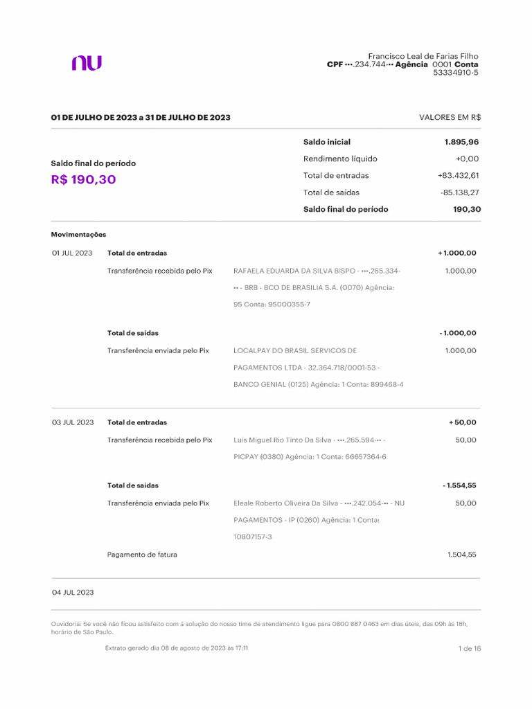 Extrato 01 | PDF