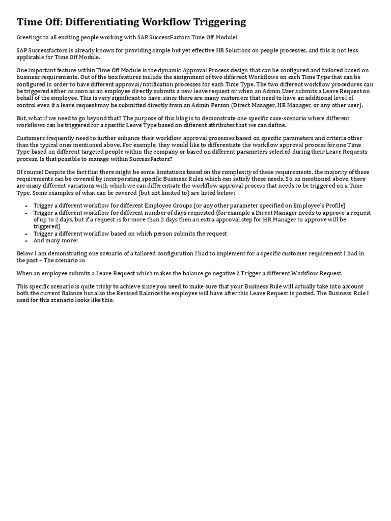 Time Off Differentiating Workflow Triggering Pdf Workflow Computing