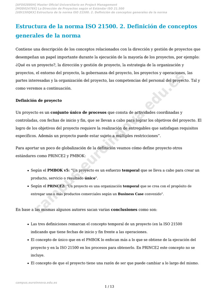 Conceptos Clave de ISO 21500 | PDF | Gestión de proyectos | Gobernancia