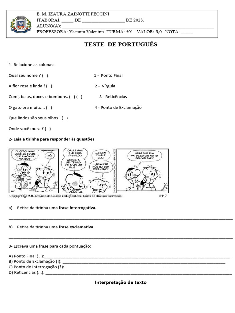 Cópia de TESTE DE MATEMATIC 3 Tri ALUNOS | PDF | Escravidão | África