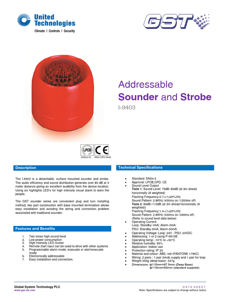 Addressable: Sounder and Strobe | PDF | Electrical Wiring | Power Supply