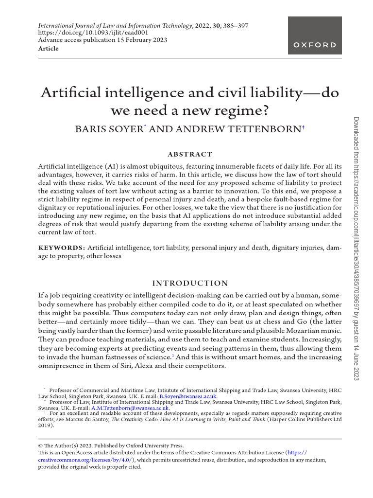 Liability - Oxford | PDF | Tort | Artificial Intelligence