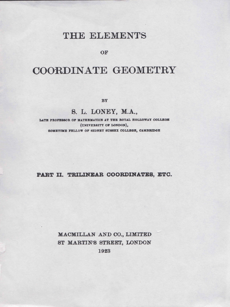 Coordinate Geometry 2 by SL Loney | PDF