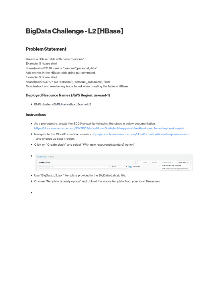 BigData Challenge - L2 (HBase) | PDF | Data Management | Information ...