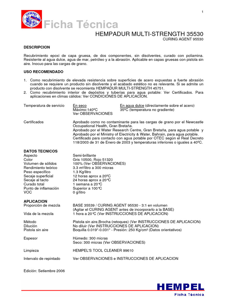 ANEXO 3 - 35530 Hempadur Multi-Strength | PDF | Agua | Materiales
