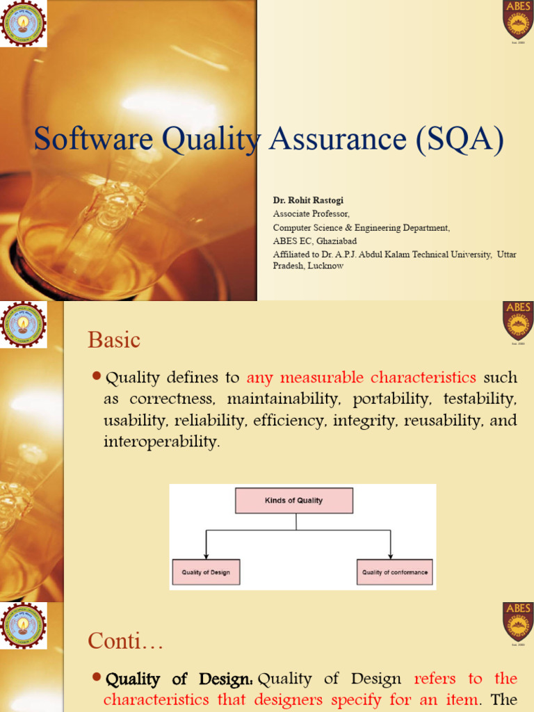 Uint 2 Topic 8 Software Quality Assurance (SQA) | PDF | Quality ...