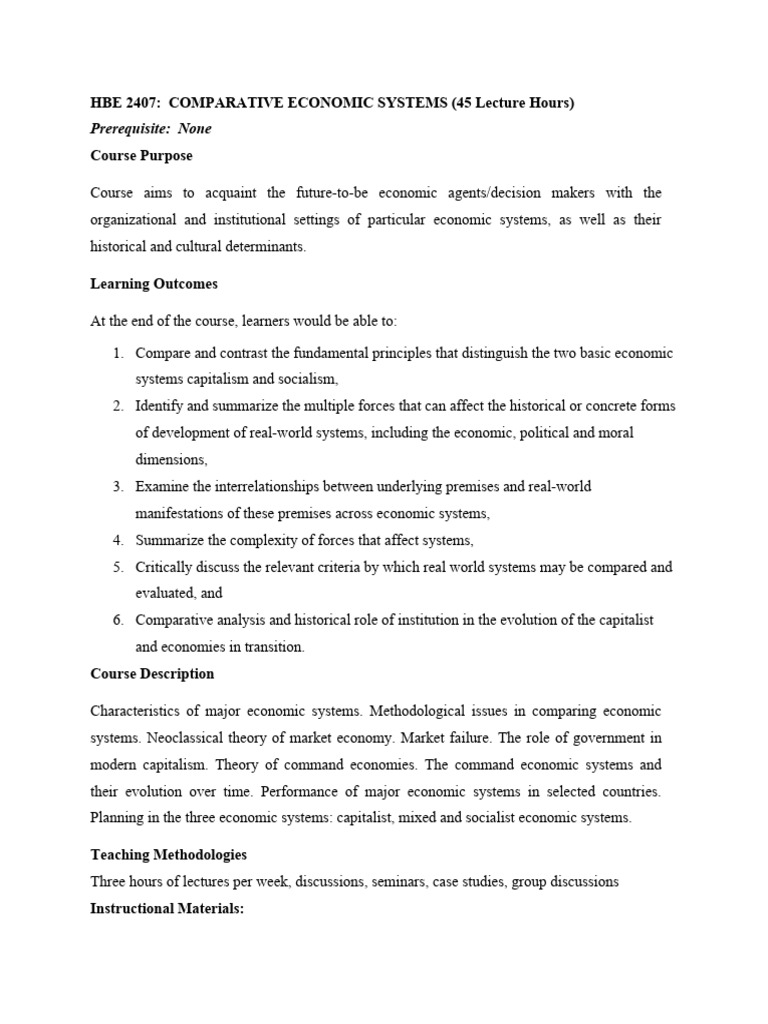 HBE 2407 COMPARATIVE ECONOMIC SYSTEMS Notes | PDF | Neoclassical ...