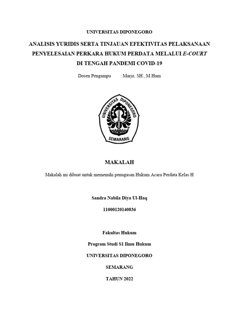 Contoh Makalah Hukum Acara Perdata 02 | PDF