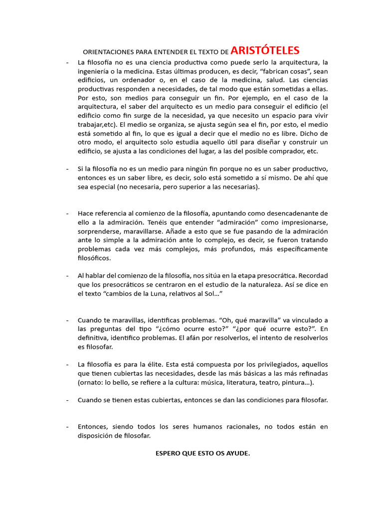 Orientaciones para Entender El Texto de Aristo¿Teles | PDF | Science