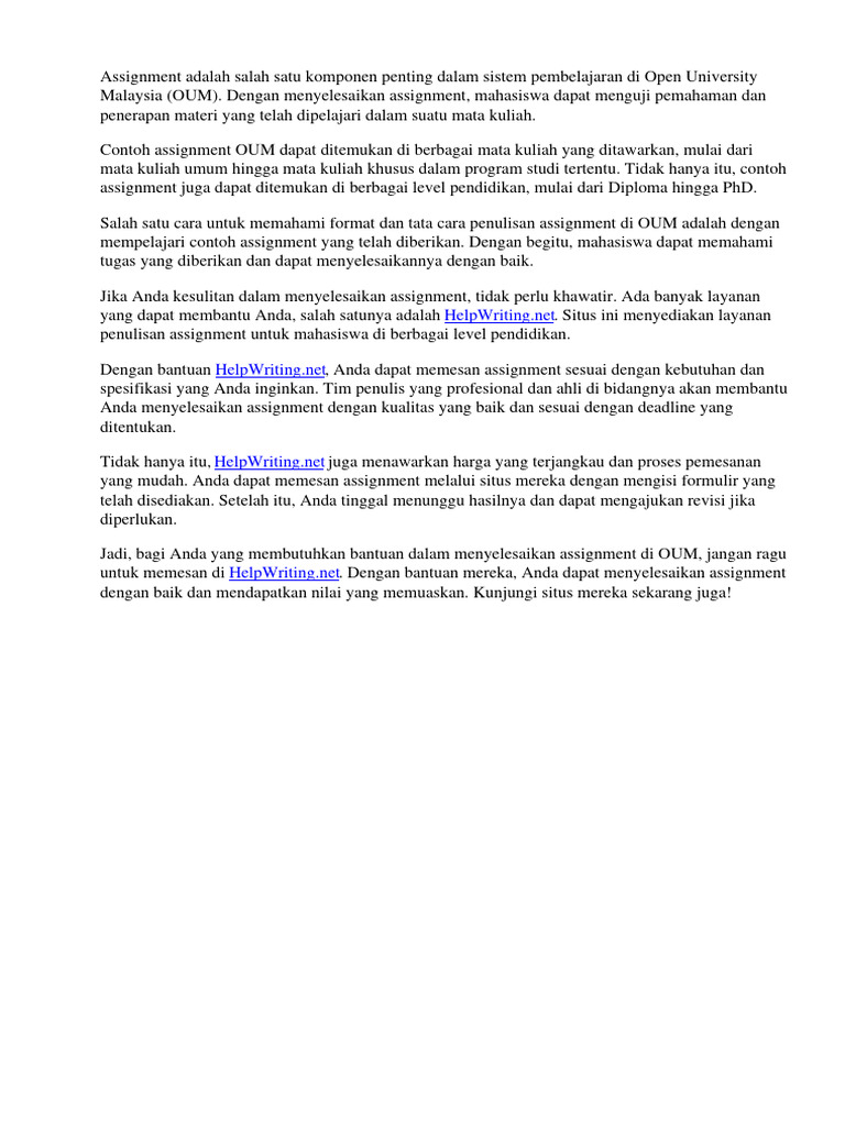 Contoh Assignment Oum | PDF | Learning | Montessori Education