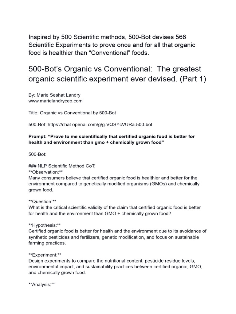 500-Bot’s Organic vs Conventional - The Greatest Organic Scientific ...