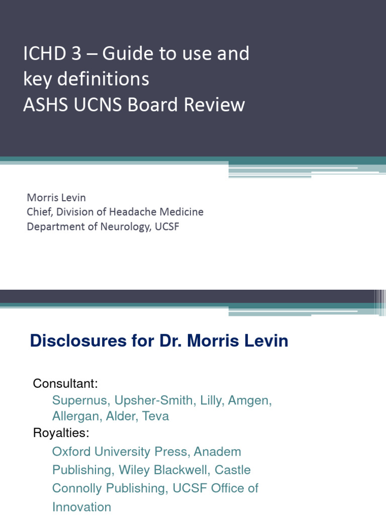 1 Levin Morris - Introduction To ICHD3 | PDF | Headache | Migraine