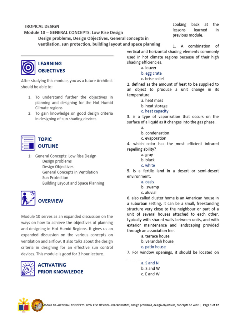 Module 10 (General Concepts-Low Rise Design) | PDF | Window | Glasses