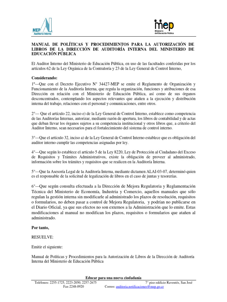Anexo 9 Manual Legalizacion y Cierre de Libros Auditoria | PDF | Auditoría | Contralor