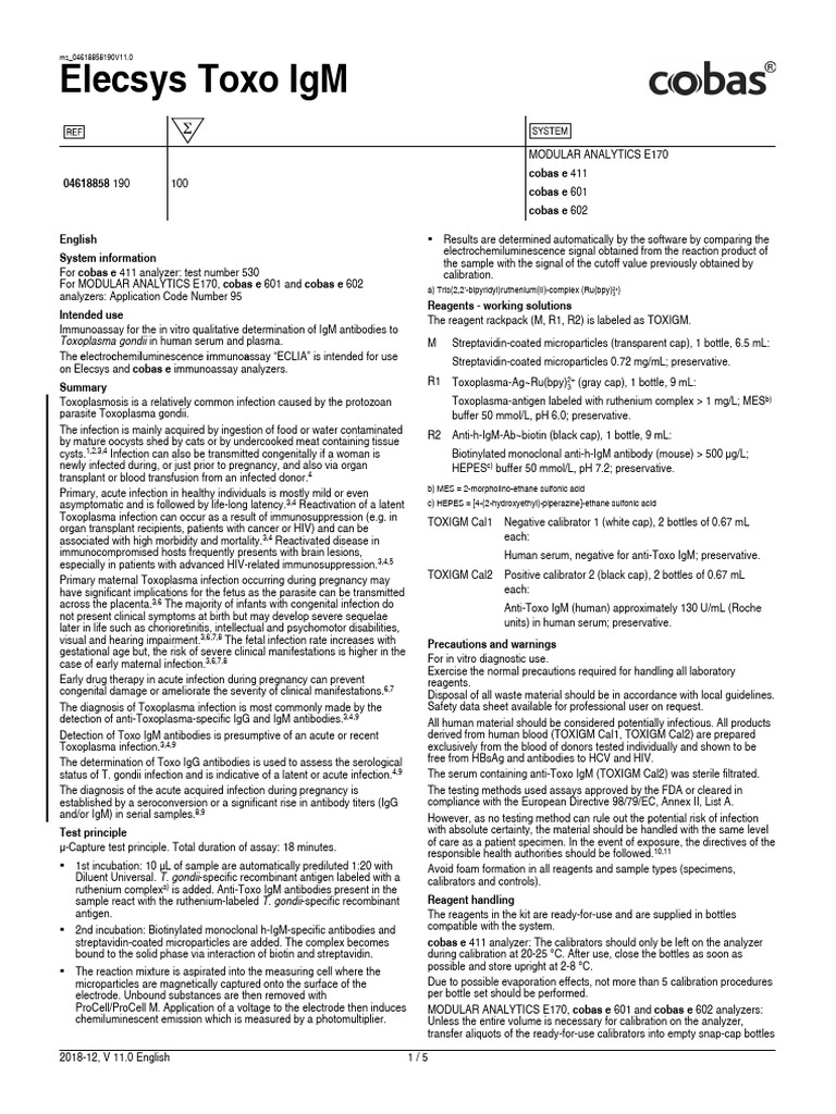 Toxo Igm 2018-12 v11 | Download Free PDF | Serology | Infection