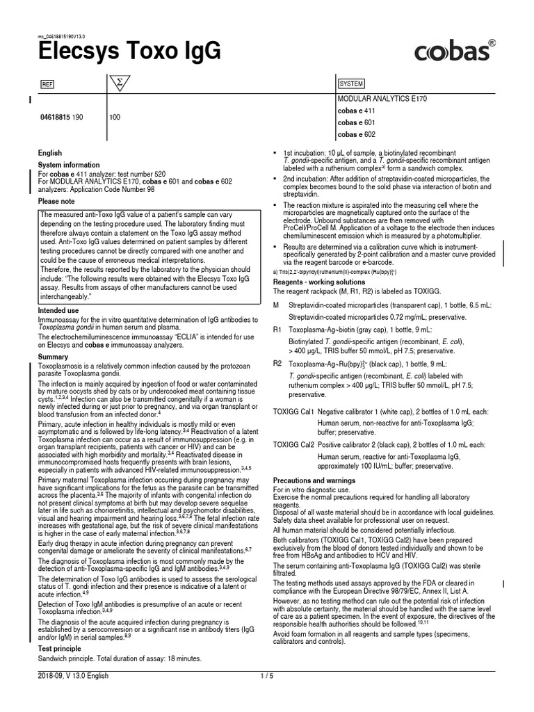 Toxo Igg 2018-09 v13 | PDF | Infection | Medicine