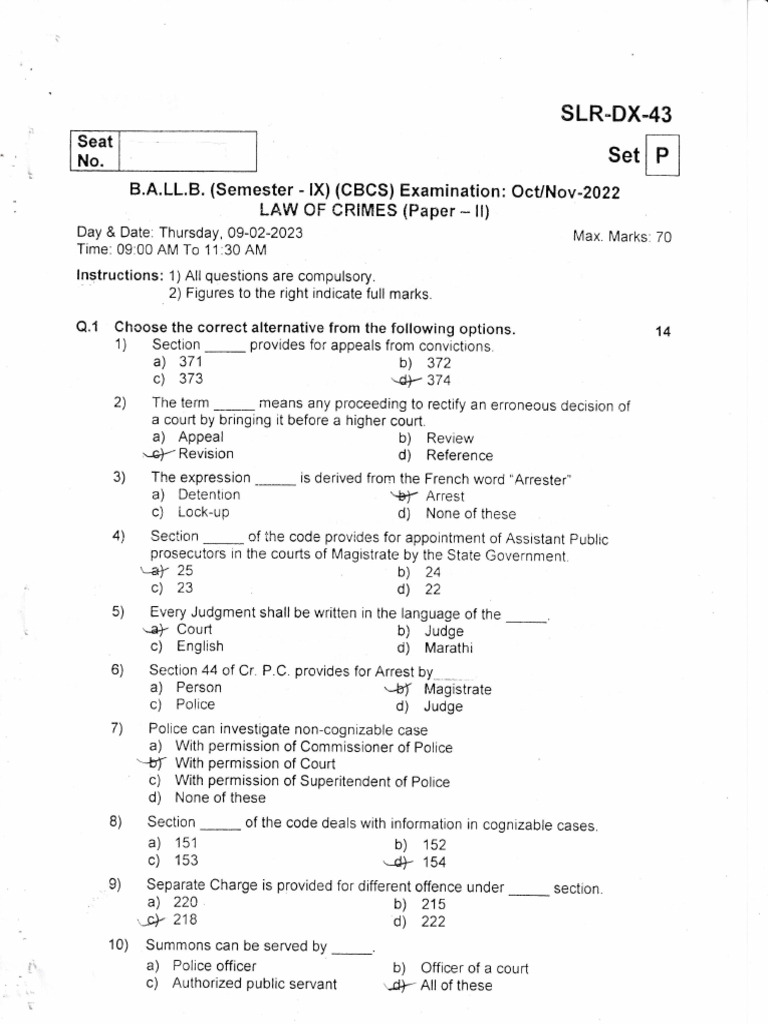 Law of Crime Paper - II (PYQP 2017-2022) | PDF