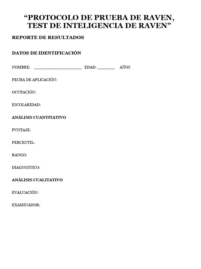 Test de Raven Con Respuestas | PDF | Ciencia y matemáticas