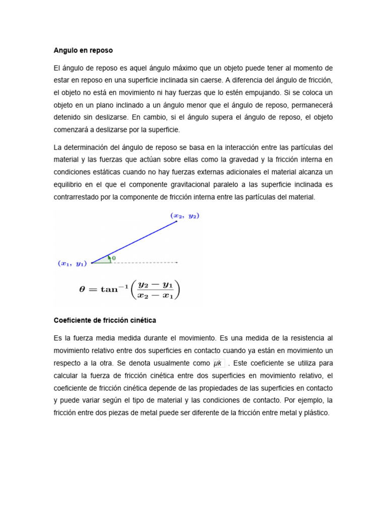 Angulo en Reposo | PDF | Fricción | Fuerza
