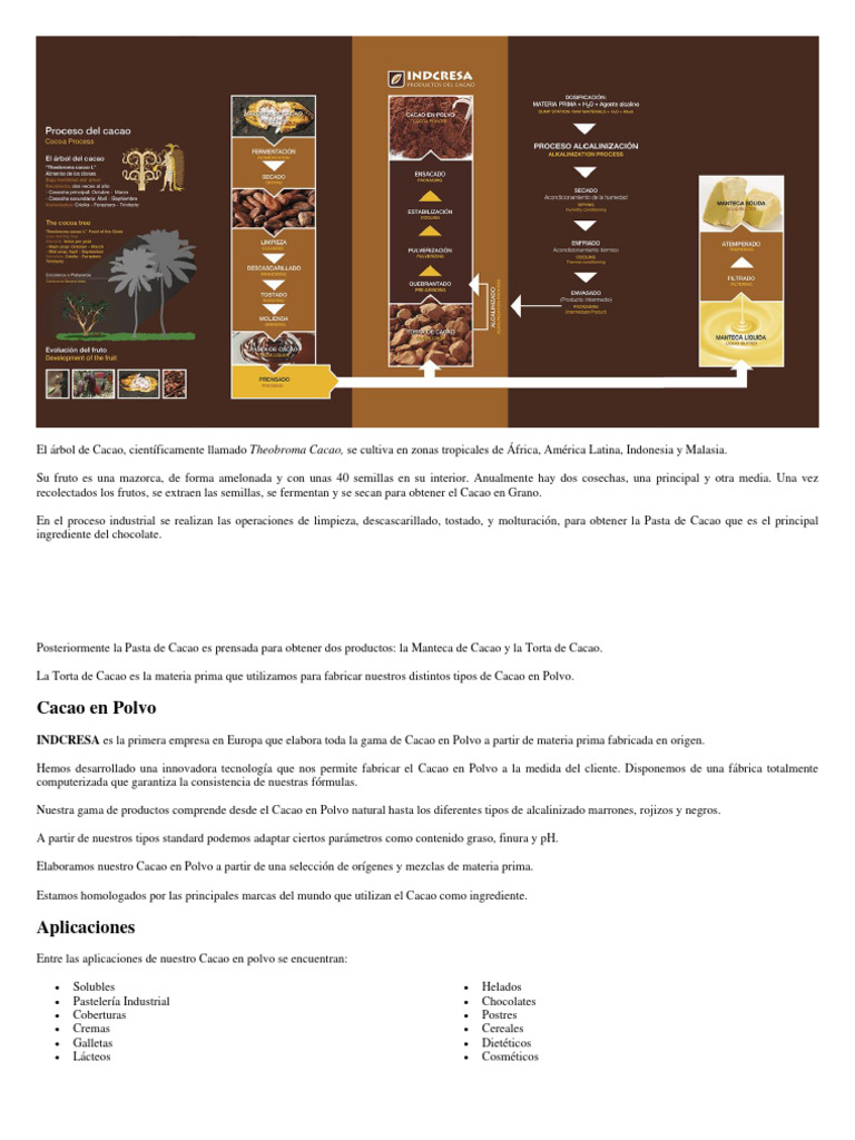 Proceso de Elaboración del Cacao INDCRESA | PDF | Cocina, comidas y vino