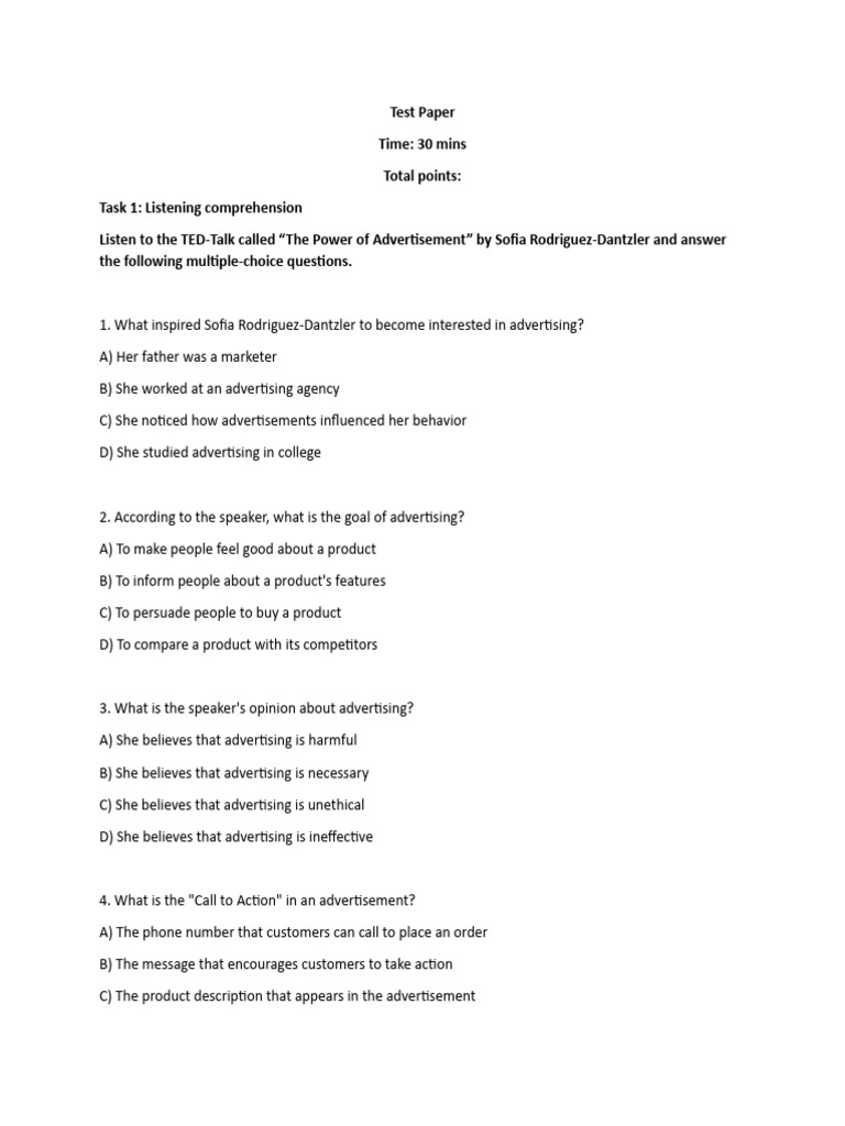 AS1 - Presentation | PDF | Multiple Choice | Reading Comprehension