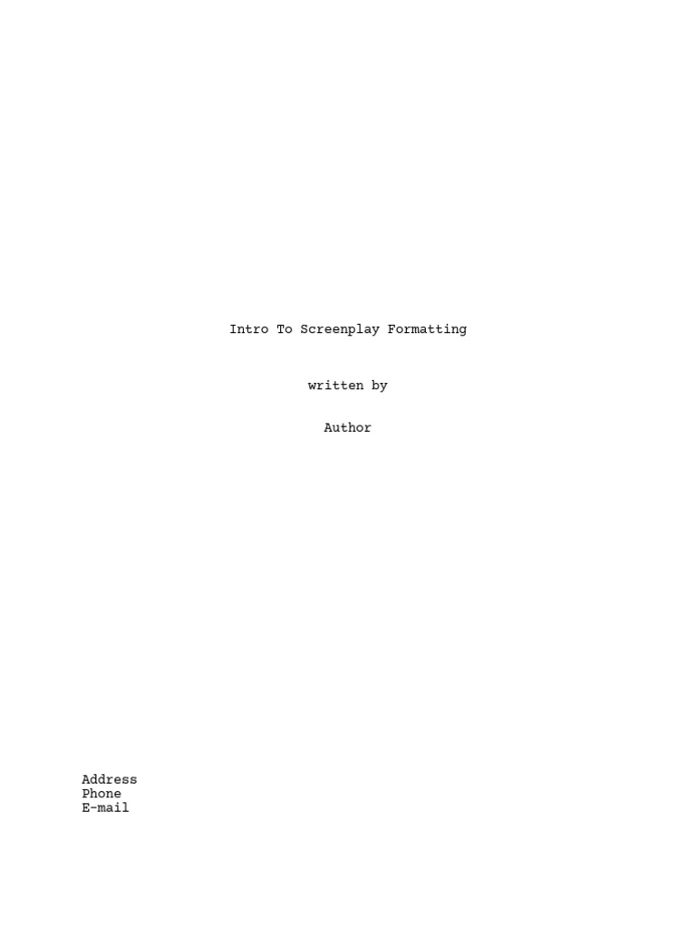 Intro To Screenplay Formatting | PDF | Screenplay
