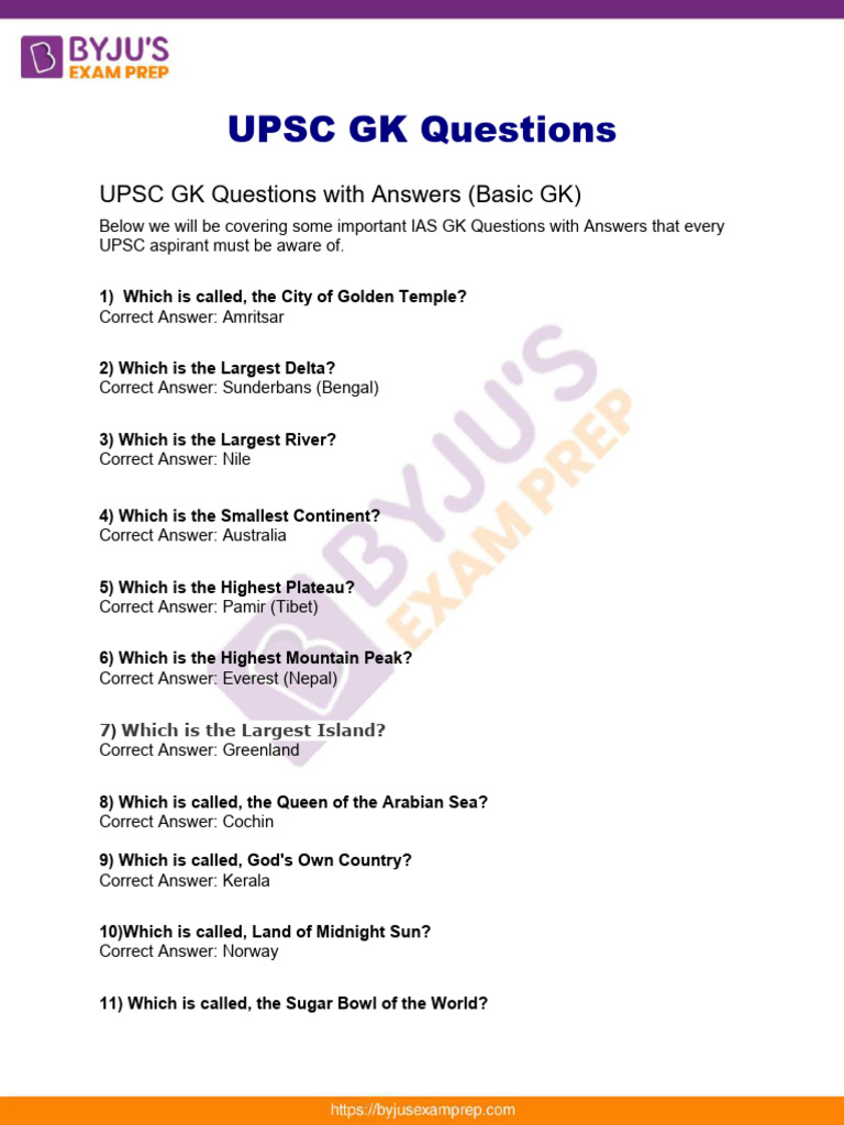 Upsc GK Questions 49 | PDF | Oxygen