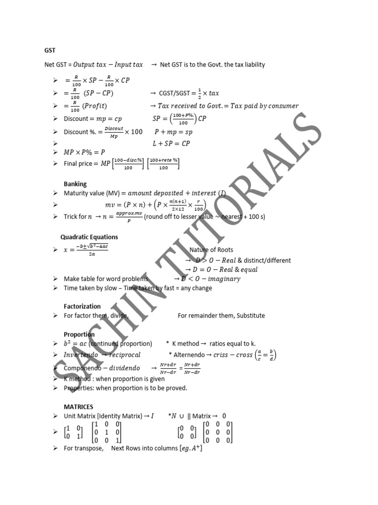 Math Concepts & Formulas Guide | PDF | Mathematics | Taxes