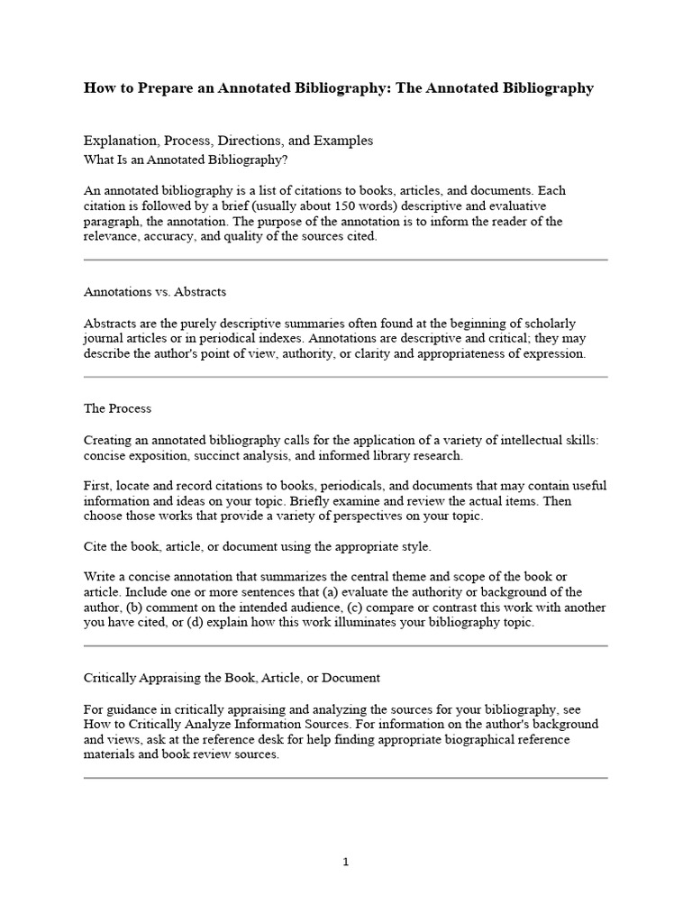 ENG 102 - How To Prepare An Annotated Bibliography | PDF | Apa Style ...