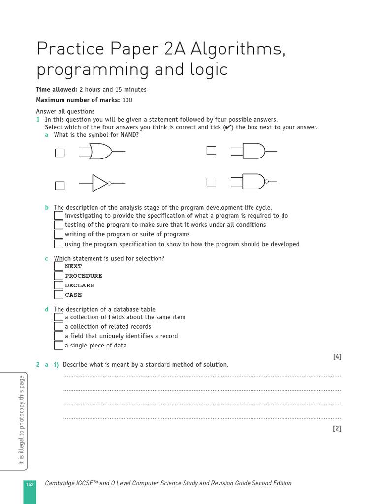 Paper 2 - Sample | PDF | Algorithms | Logic Gate