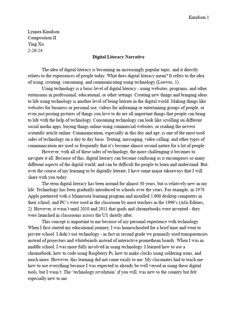 Narrative Essay - Project 1 1 | PDF | Computing | Communication