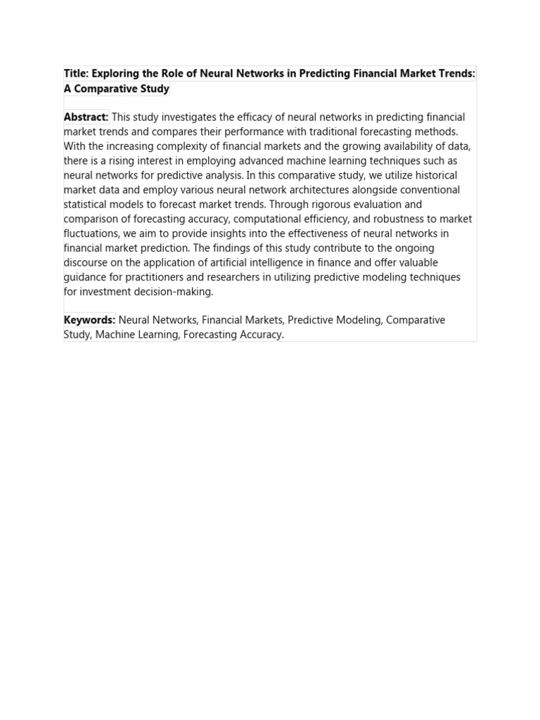 Neural Networks in Financial Forecasting | PDF | Business
