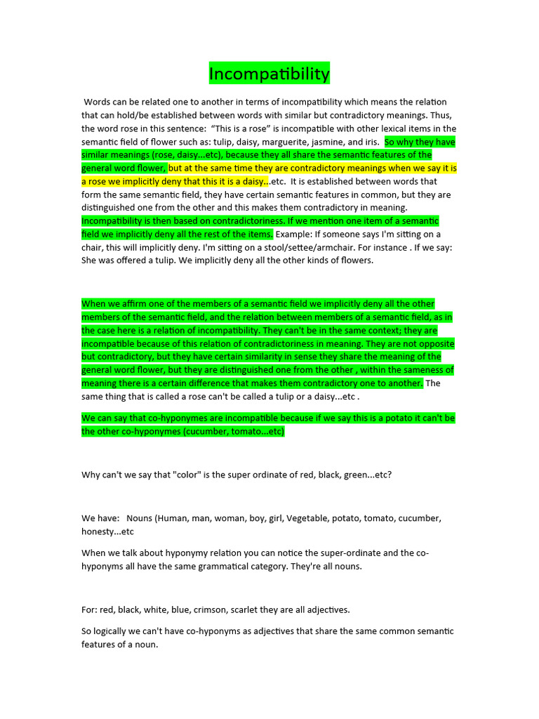 12. Incompatibility (DONE) | PDF | Adjective | Noun 12. Incompatibility (DONE) | PDF | Adjective | Noun