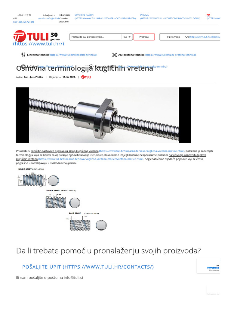 Osnovna Terminologija Kugličnih Vretena - Tuli Experience | PDF