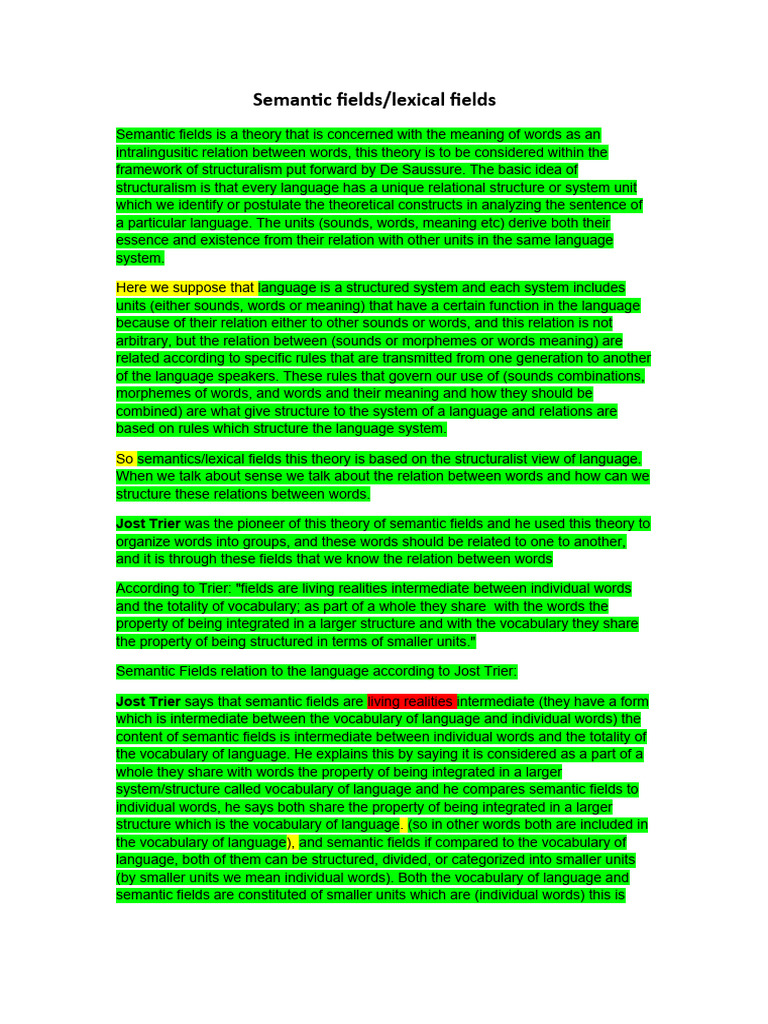 6.semantic Fileds Definition + Examples (DONE) | PDF | Word | Semantics