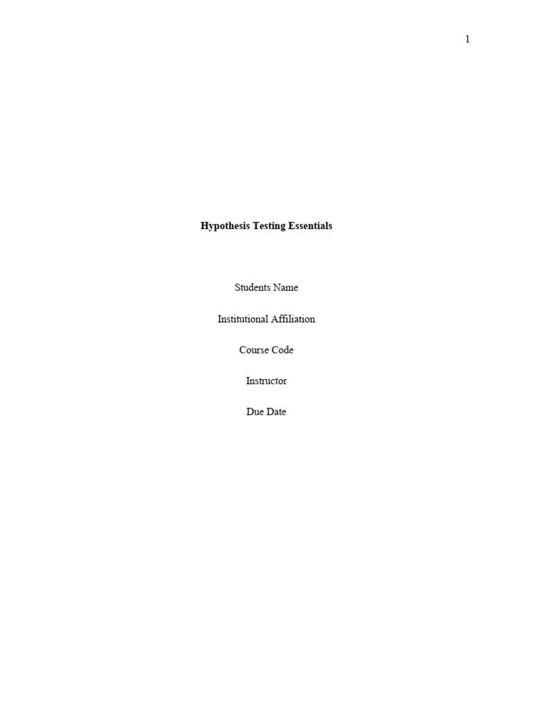 Hypothesis Testing Essentials | PDF | Self-Improvement | Computers Hypothesis Testing Essentials | PDF | Self-Improvement | Computers