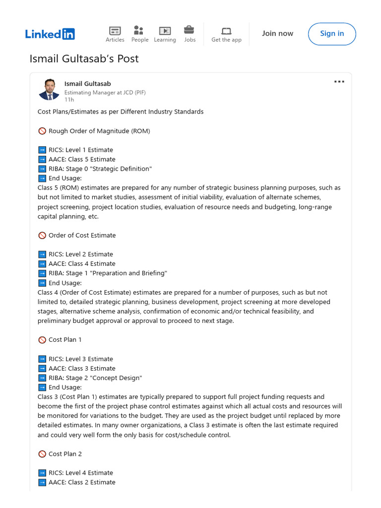 Ismail Gultasab On LinkedIn - #Costplanning #Estimates #Costplans # ...