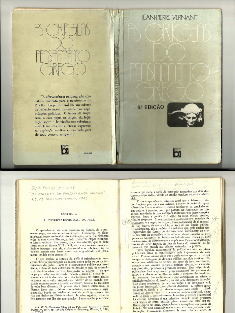 J-P Vernant-Cap. IV-O Universo Espiritual Da Polis (As Origens Do Pensamento Grego) | PDF