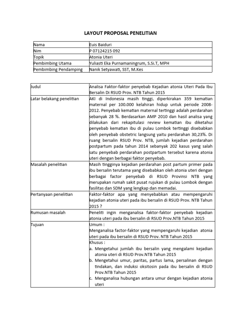 Layout Proposal Penelitian | PDF | Kesehatan Holistik