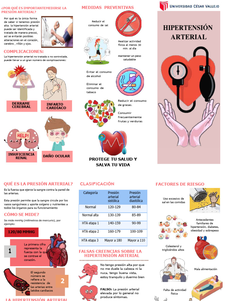 Triptico Hipertension-Arterial | PDF | Hipertensión | Presión sanguínea